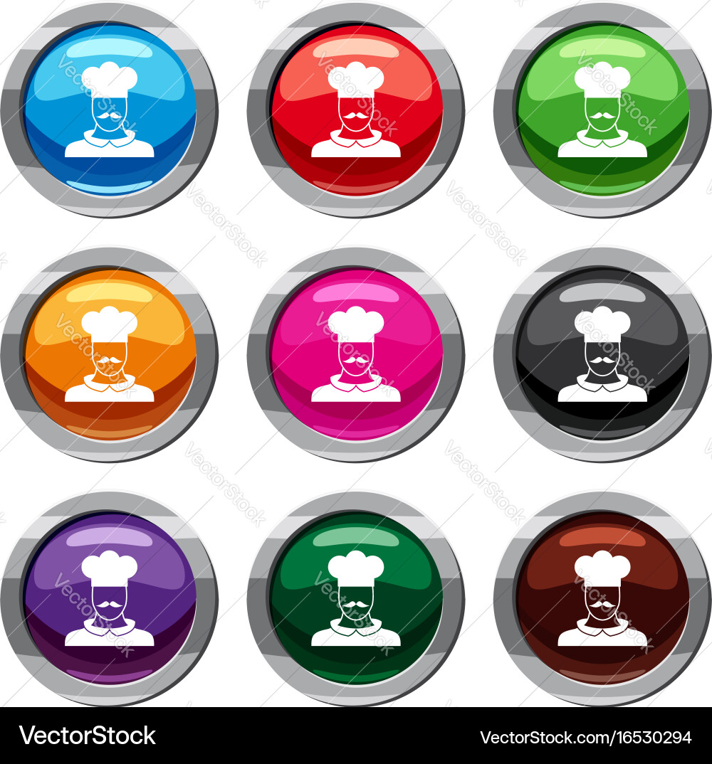 Male chef cook set 9 collection Royalty Free Vector Image