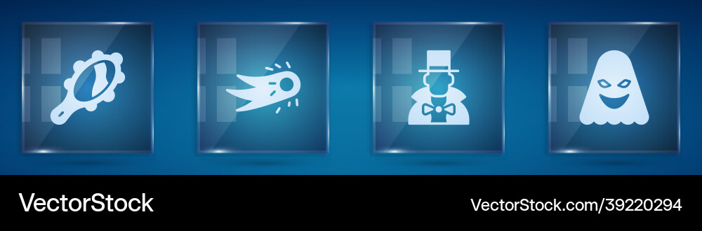 Set magic hand mirror fireball magician Royalty Free Vector