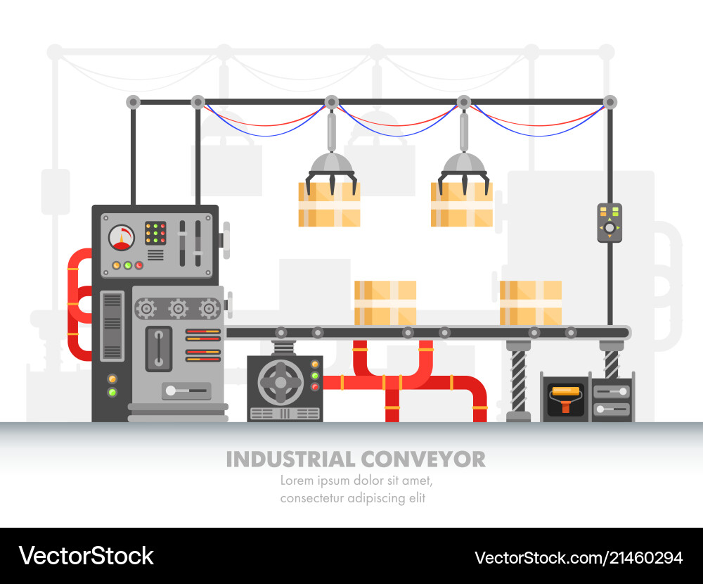 Smart factory horizontal belt or robotic conveyor Vector Image