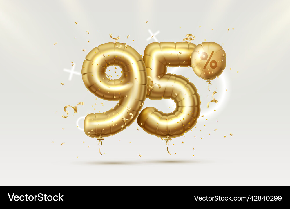95 off discount creative composition 3d golden Vector Image