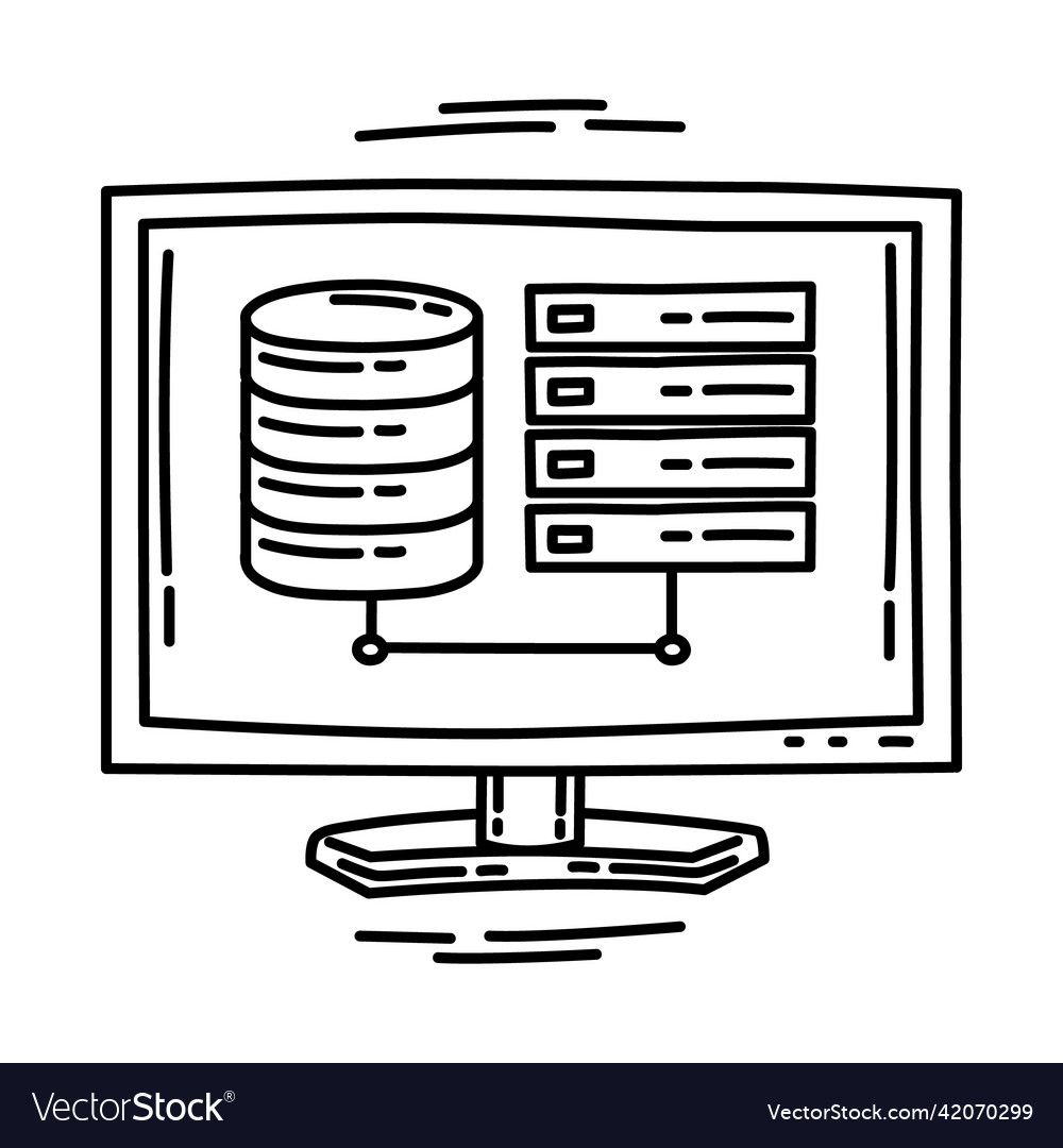 Database computer icon doodle hand drawn Vector Image
