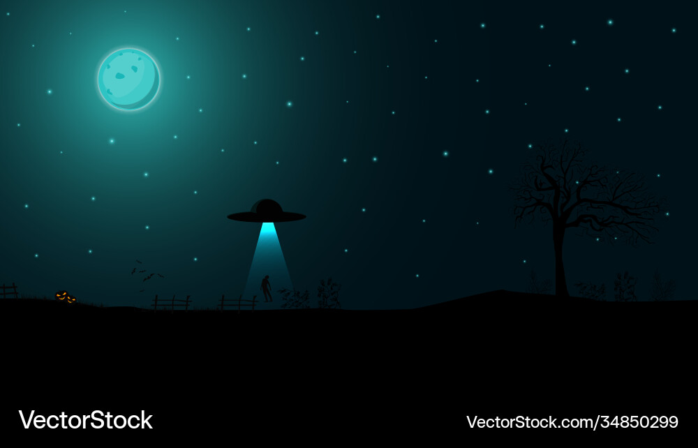 Halloween background starry sky with blue full Vector Image