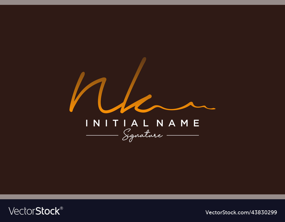 Initial nk signature logo template hand drawn Vector Image Initial nk signature logo template hand drawn Vector Image