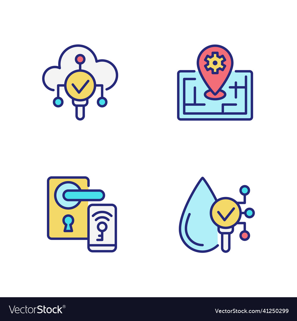 Iot technologies pixel perfect rgb color icons set Iot technologies pixel perfect rgb color icons set
