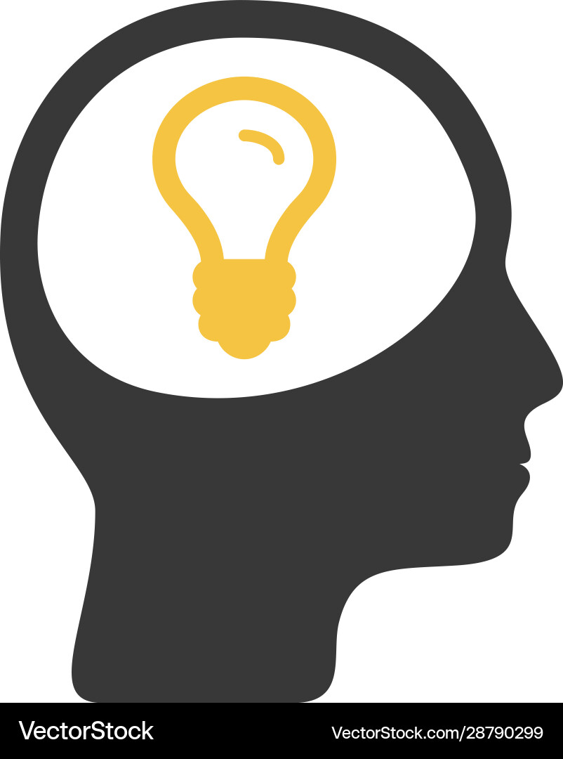 Man with idea in his head icon light bulb Vector Image