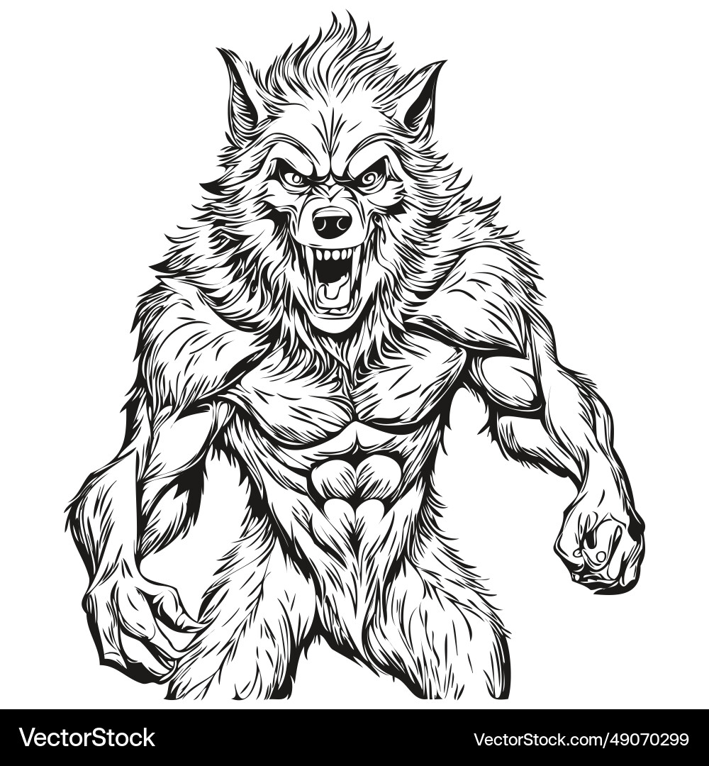 Mysterious halloween werewolf Royalty Free Vector Image