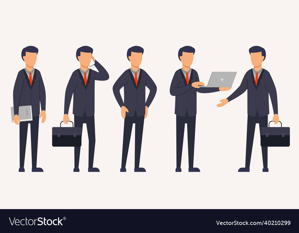 Set of business man with different gestures Vector Image