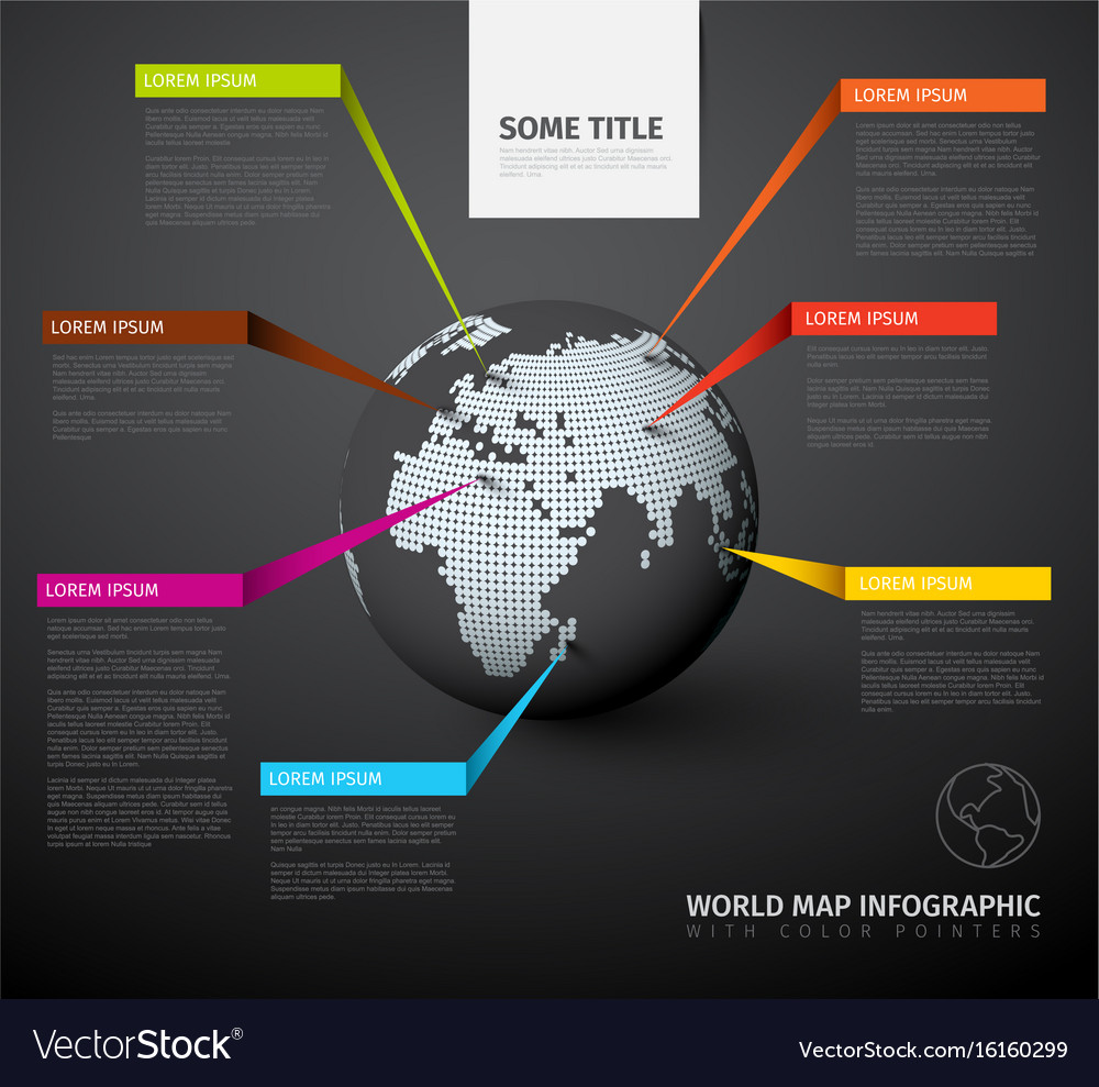World map globe with pointer marks Royalty Free Vector Image