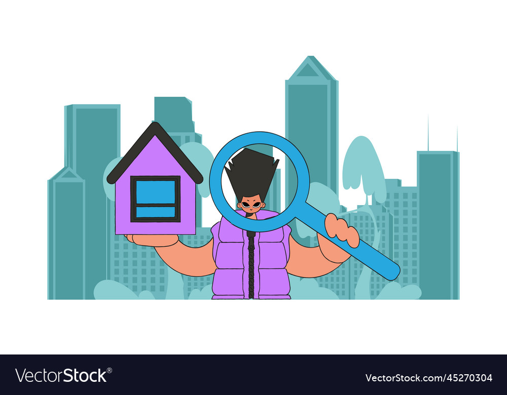 Concept selling and owning a house guy realtor Vector Image Concept selling and owning a house guy realtor Vector Image