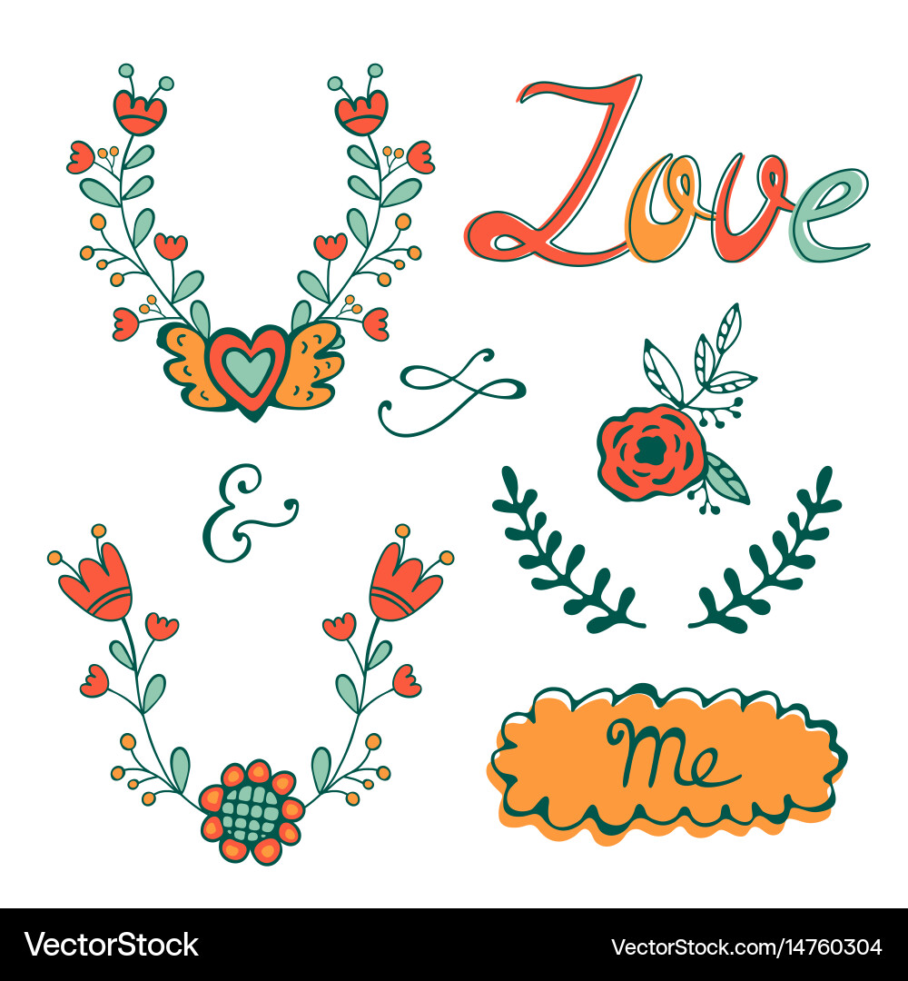 Elegant hand drawn collection of graphic elements Vector Image