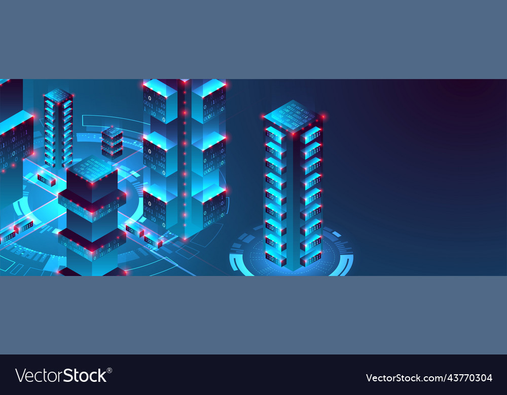Isometric Big Data Flow Processing Concept Cloud Vector Image