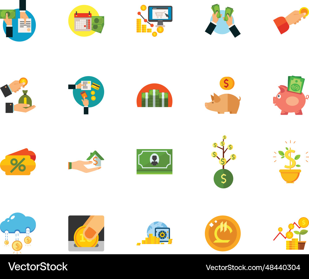 Money icon set Royalty Free Vector Image - VectorStock