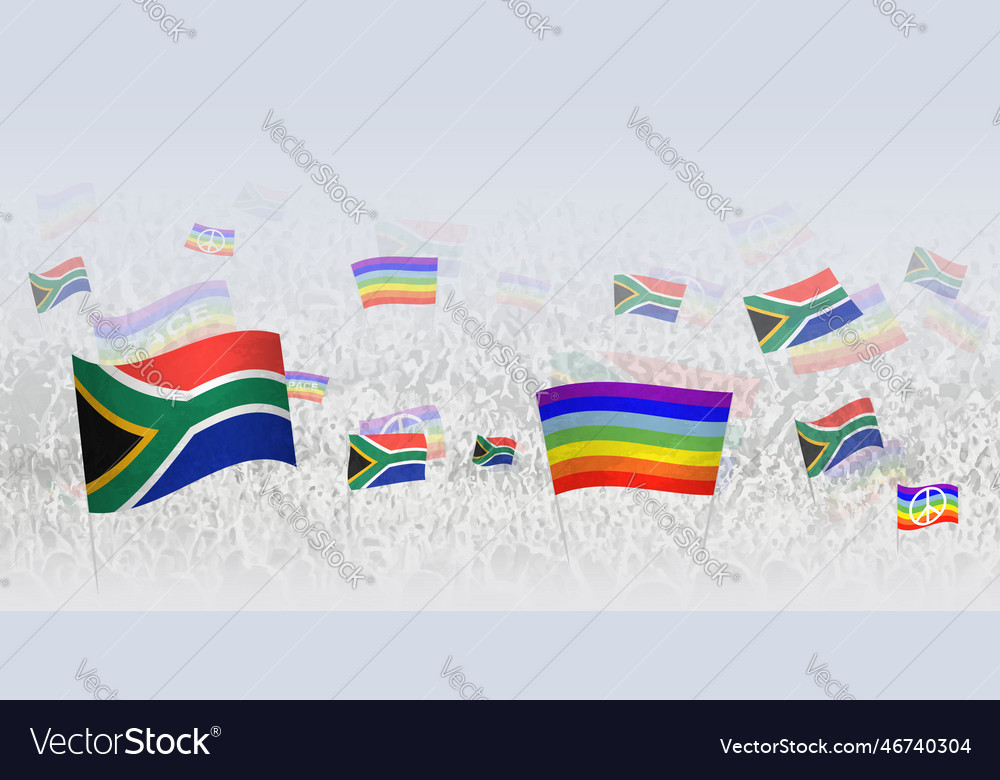 People waving peace flags and flags of south Vector Image