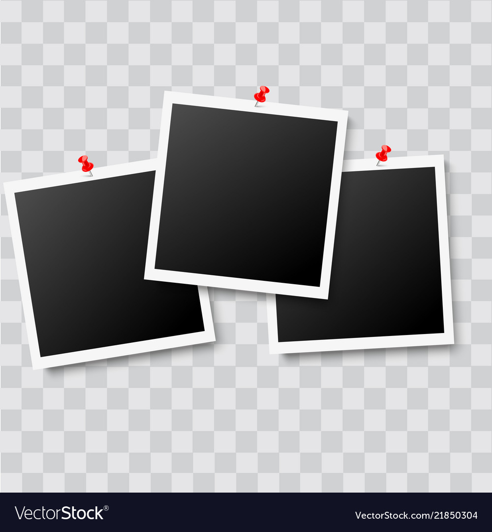 Realistic photo frames with red pins Royalty Free Vector Realistic photo frames with red pins Royalty Free Vector