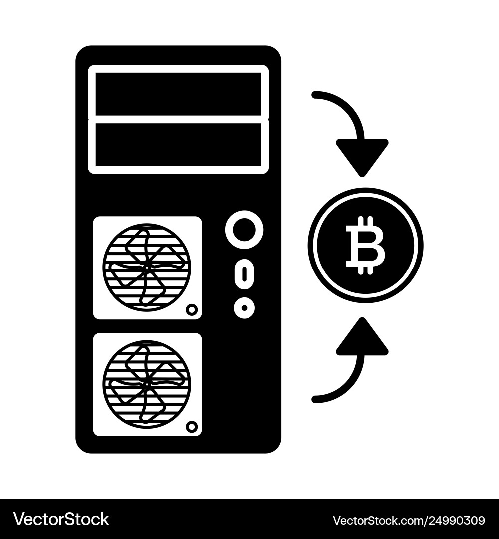 Coin computer bitcoin solid icon Royalty Free Vector Image