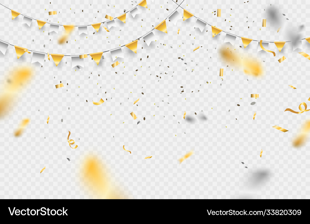 Confetti elements falling on transparent Vector Image