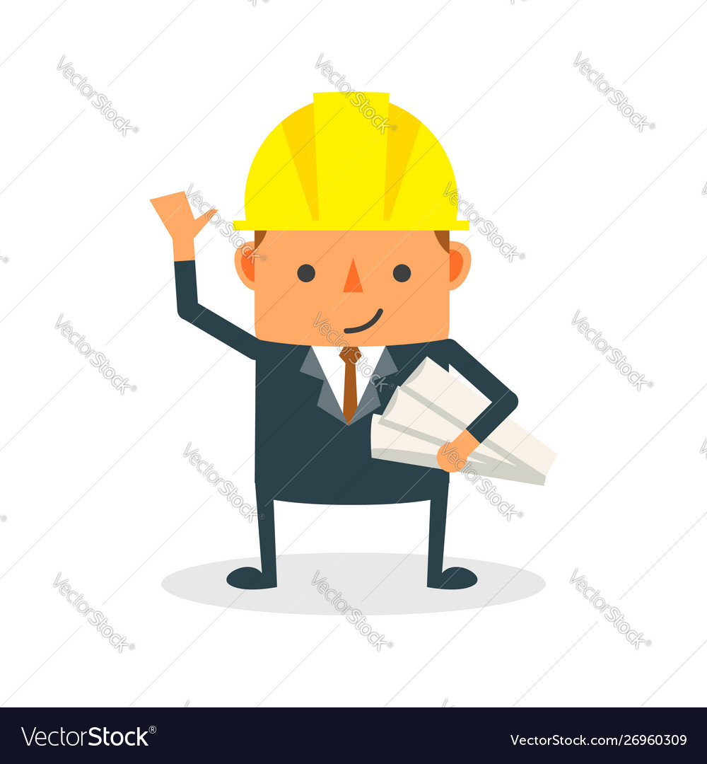 Construction worker engineer architect holding Vector Image