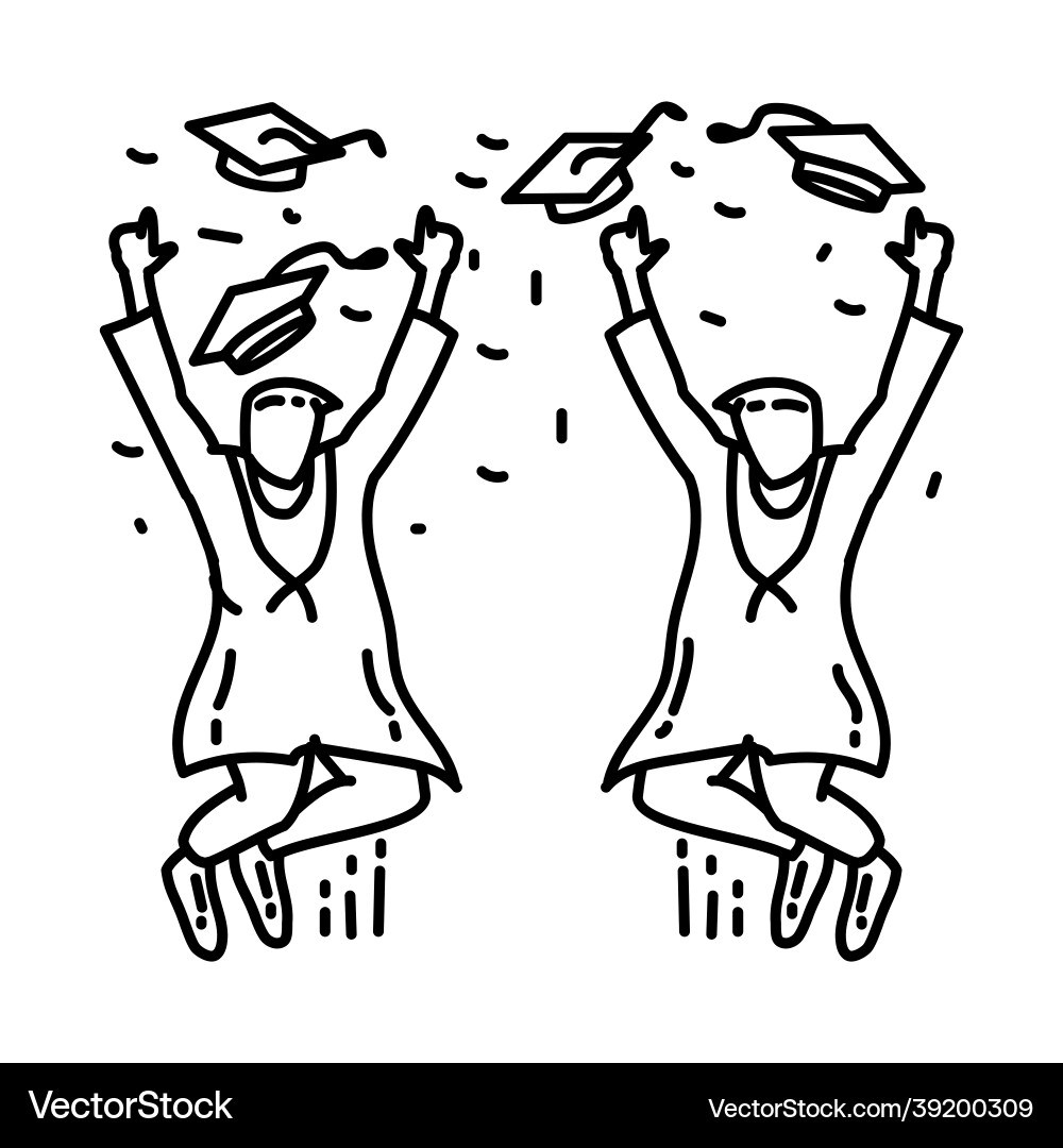 Graduation party icon doodle hand drawn or Vector Image