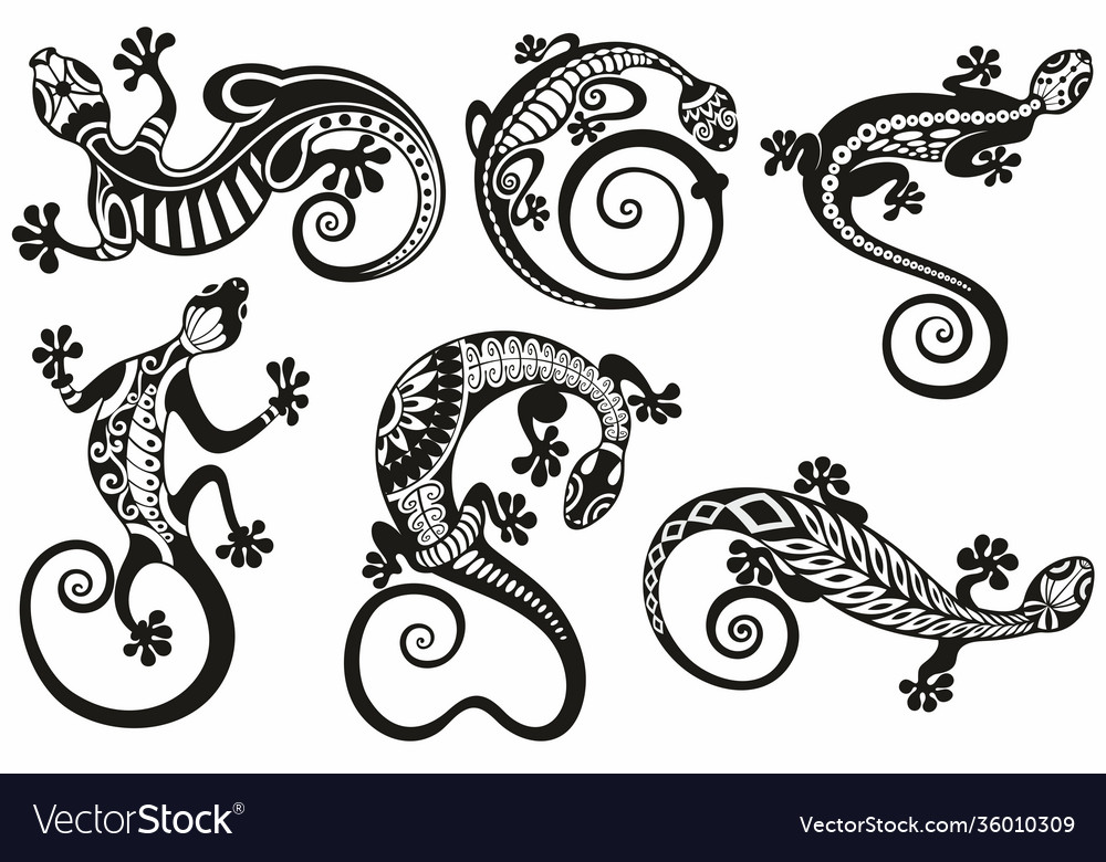 Set stylized lizard Royalty Free Vector Image - VectorStock