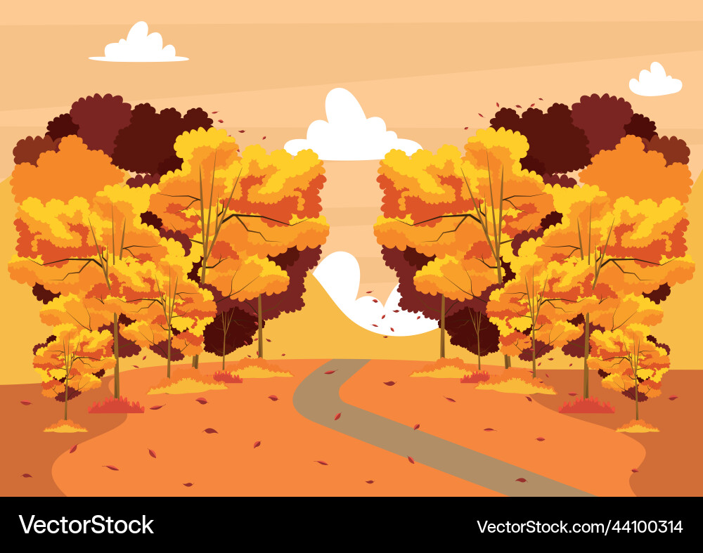 Beautiful autumn landscape design trees leaves Vector Image