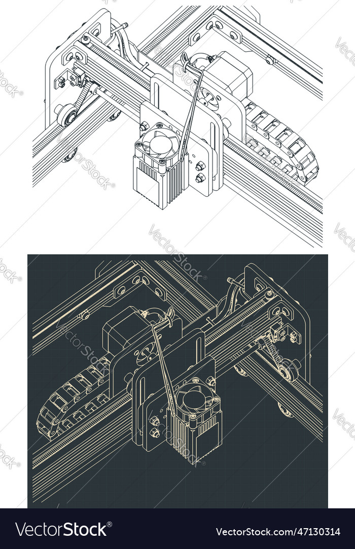 Cnc router isometric blueprints Royalty Free Vector Image Cnc router isometric blueprints Royalty Free Vector Image