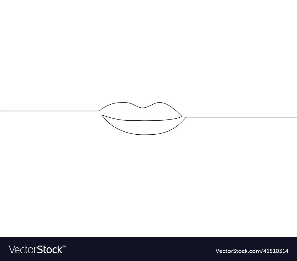 Continuous One Line Drawing Of Woman Lips Vector Image