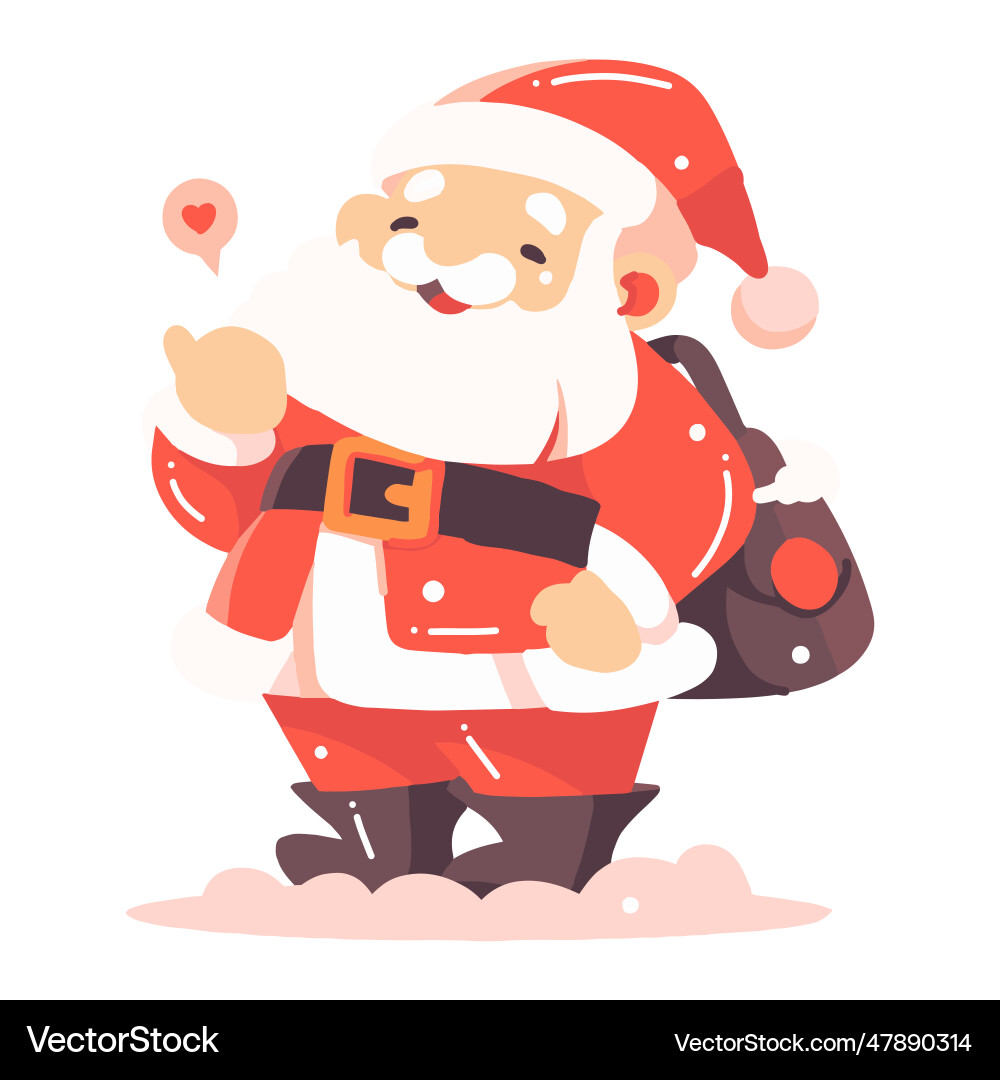 Hand drawn happy santa character in flat style Vector Image