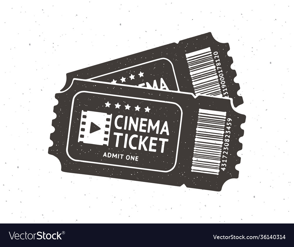 Silhouette two cinema ticket with barcode Vector Image
