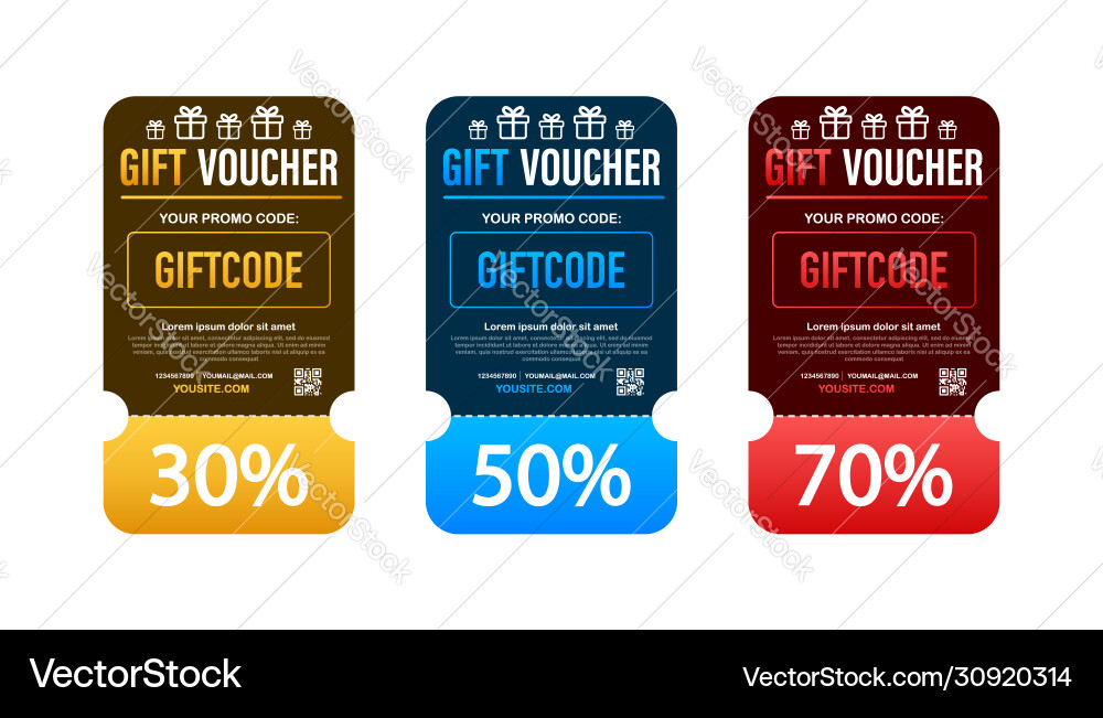 Template red and blue gift card gift voucher Vector Image