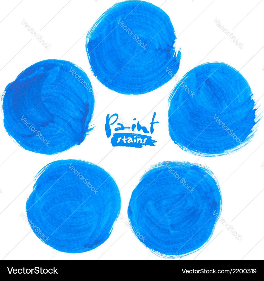 Blue circlemarker stains set Royalty Free Vector Image