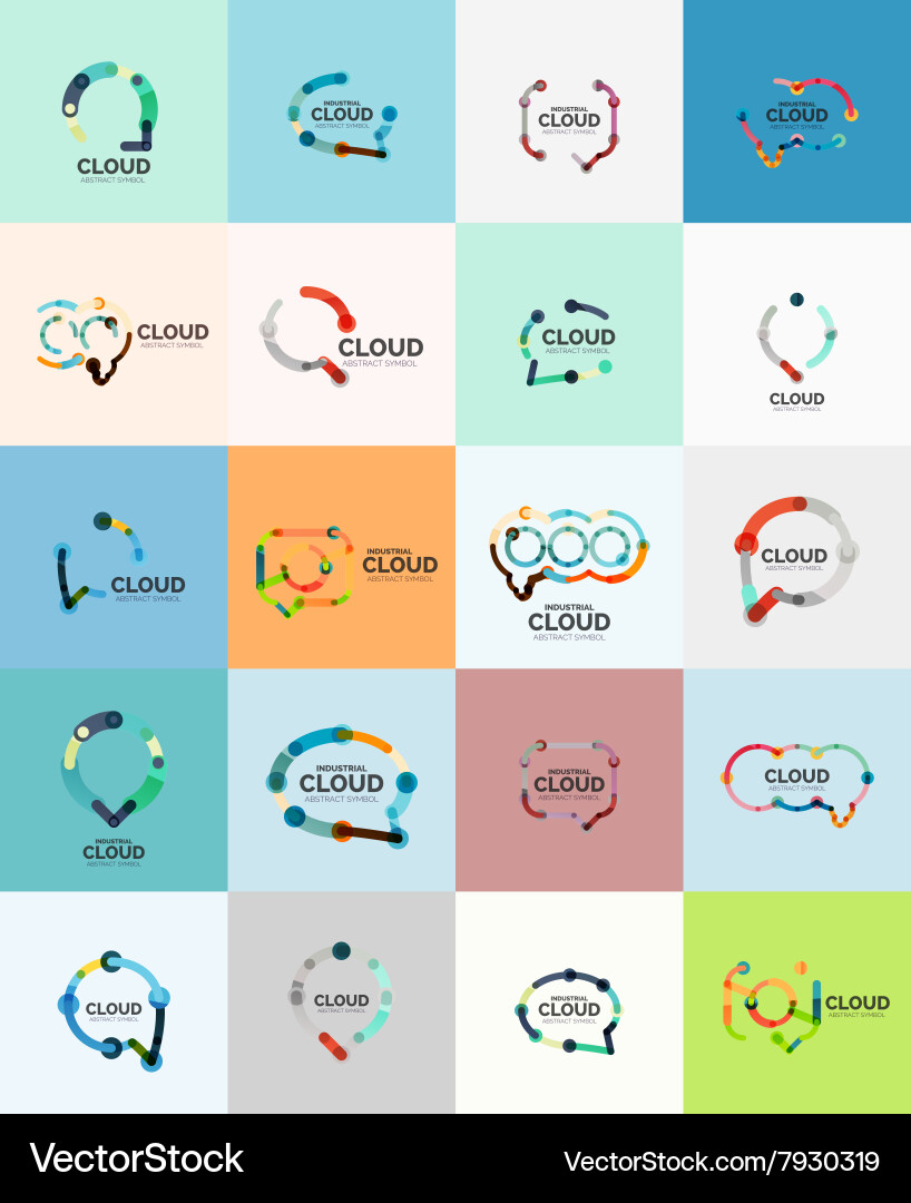 Flat linear design speech cloud logo talk bubble Vector Image