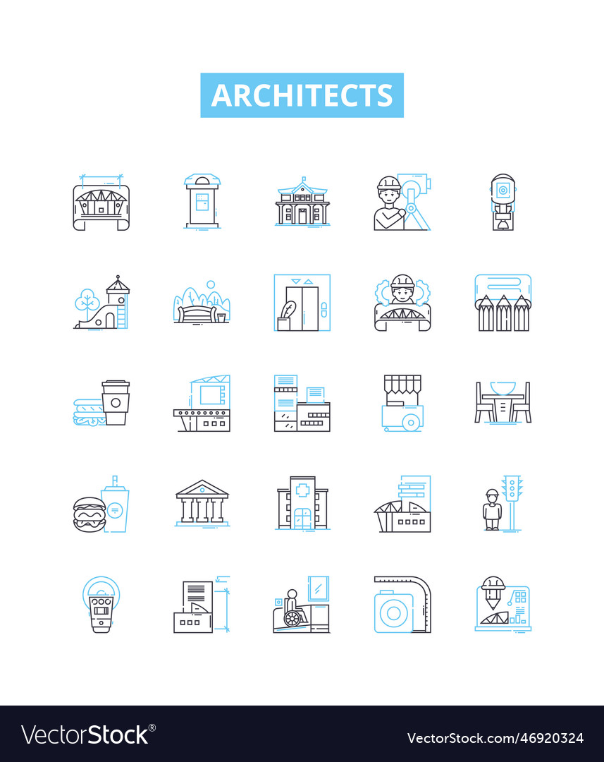 Architects line icons set design Royalty Free Vector Image