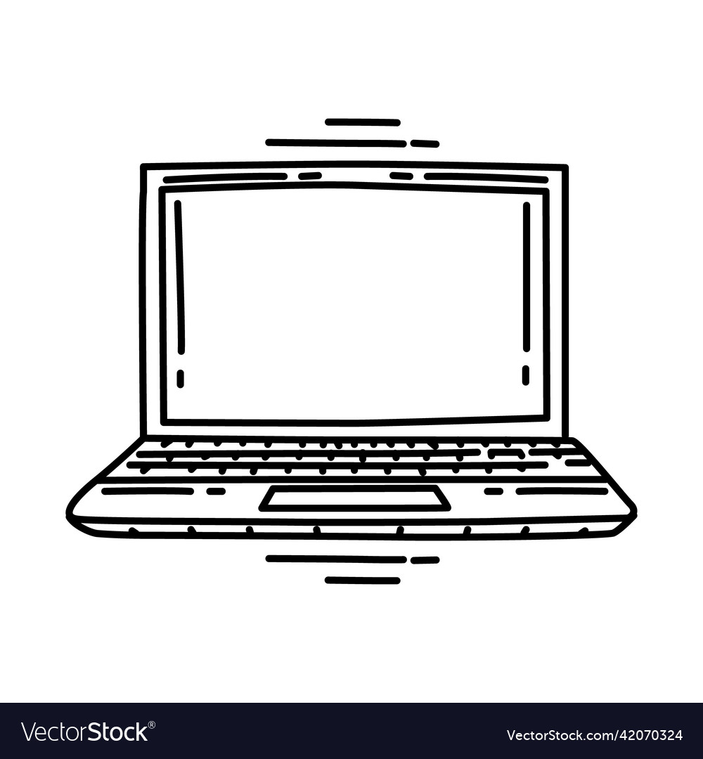 Laptop icon doodle hand drawn or outline Vector Image