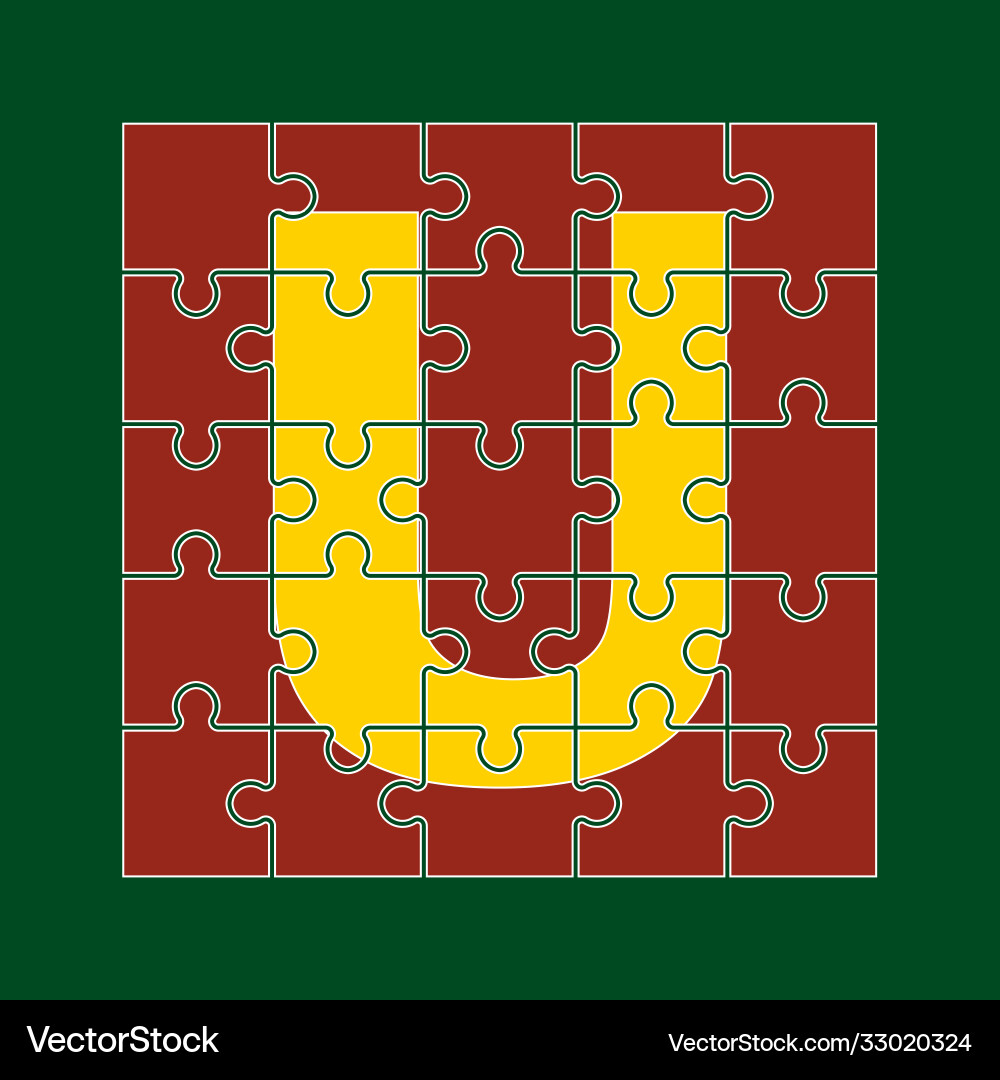 Letter u composed puzzle pieces Royalty Free Vector Image