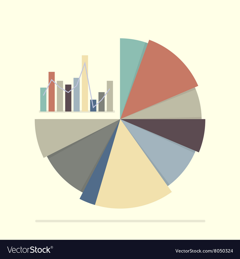 Pie chart and bar chart for documents and reports Vector Image