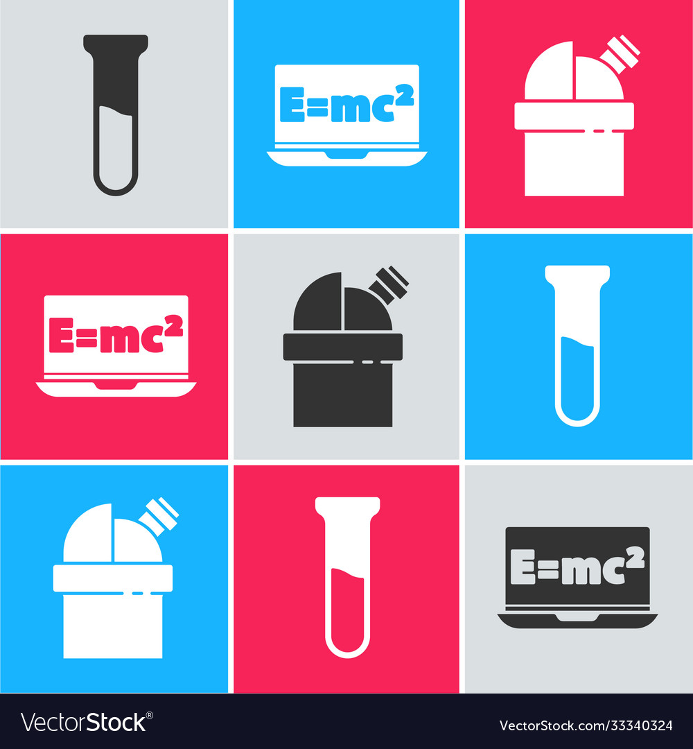 Set Test Tube And Flask Equation Solution Vector Image