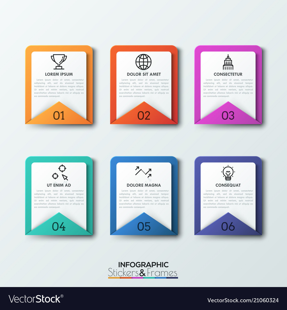 Six rectangular envelopes with numbers headings Vector Image