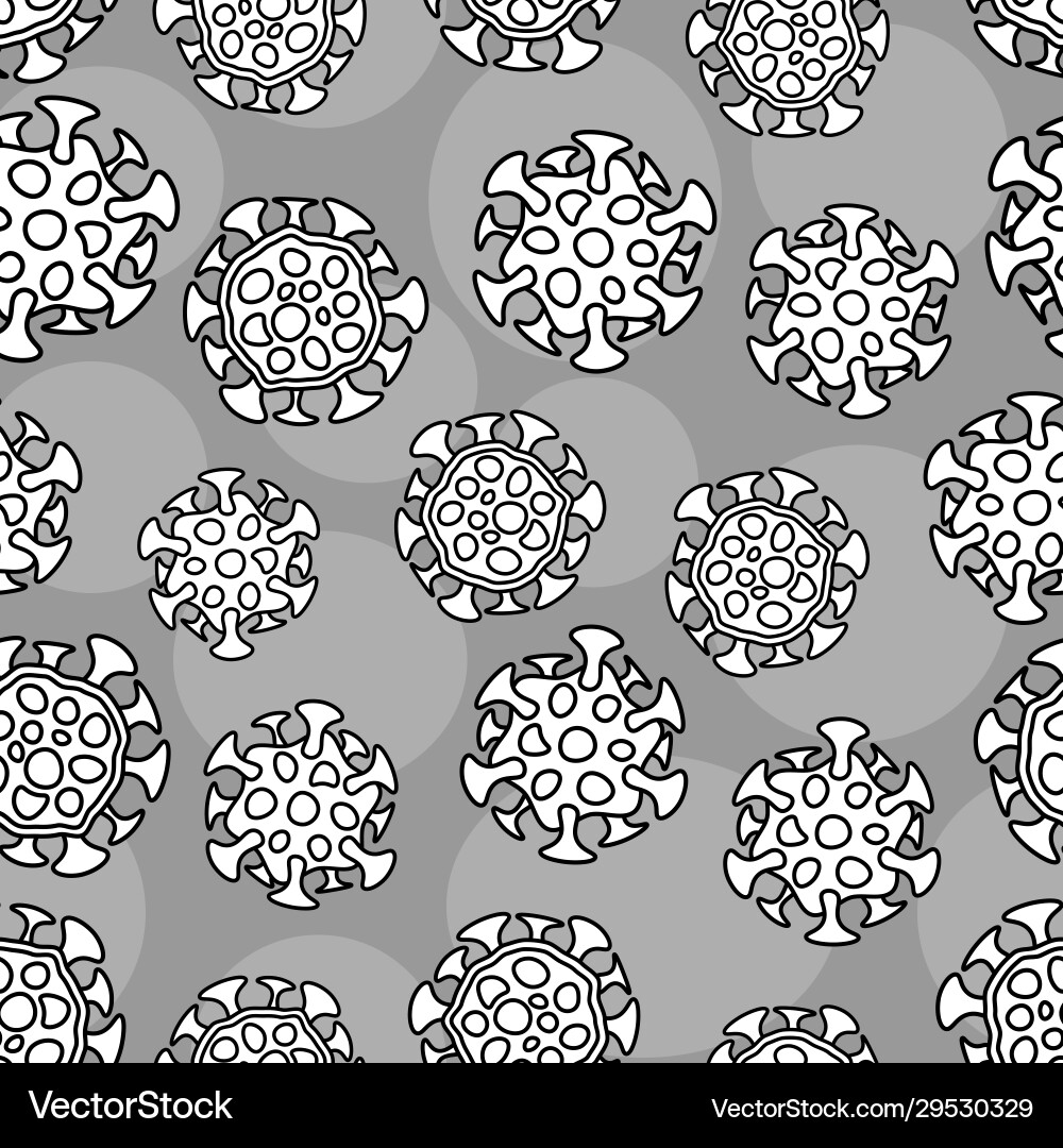 Bacteria microbe virus outline seamless Royalty Free Vector