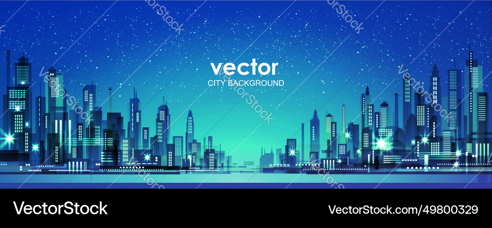 Cityscape with buildings scene night Royalty Free Vector