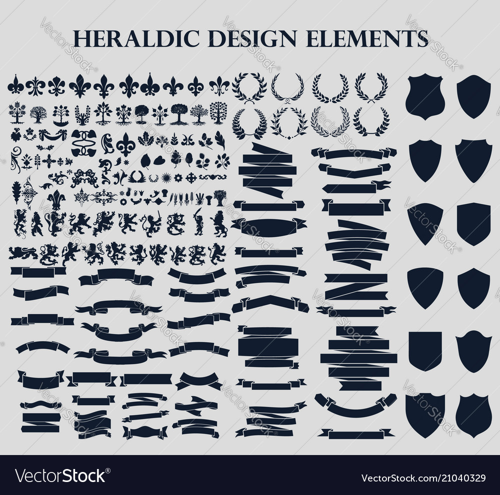 Heraldic design elements set Royalty Free Vector Image Heraldic design elements set Royalty Free Vector Image