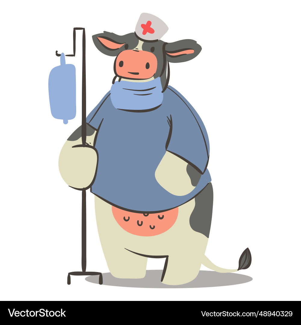Nurse cow character Royalty Free Vector Image - VectorStock