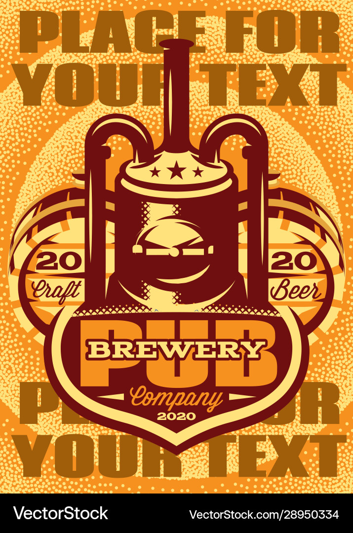 Color poster template with barrel for brewery Vector Image