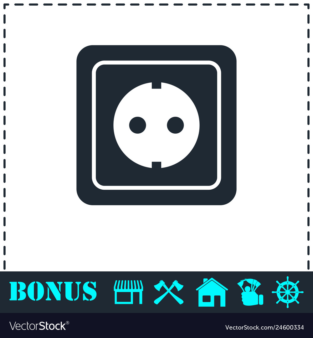 Power socket icon flat Royalty Free Vector Image