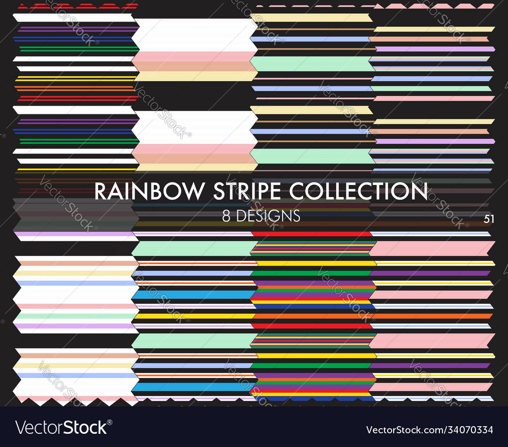 Rainbow stripe seamless pattern collection Vector Image