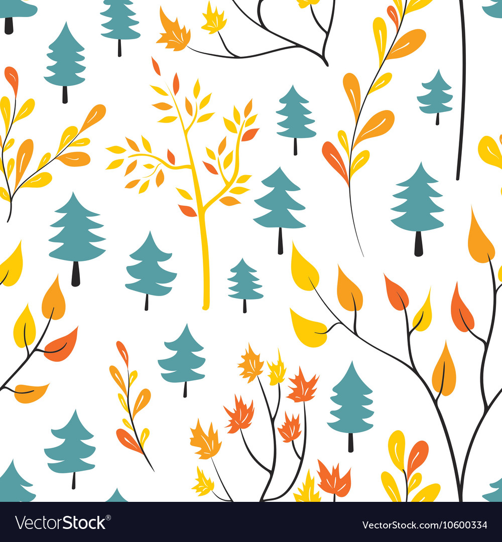 Seamless autumn forest pattern Royalty Free Vector Image