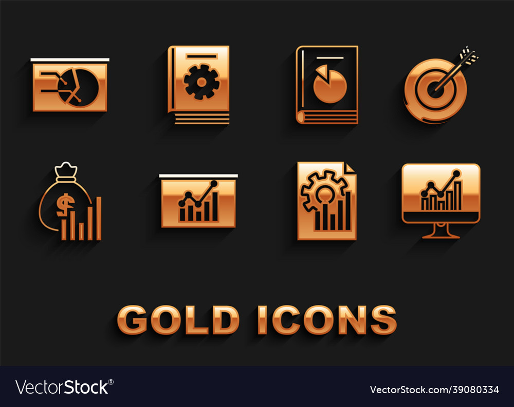 Set board with graph chart target computer Vector Image