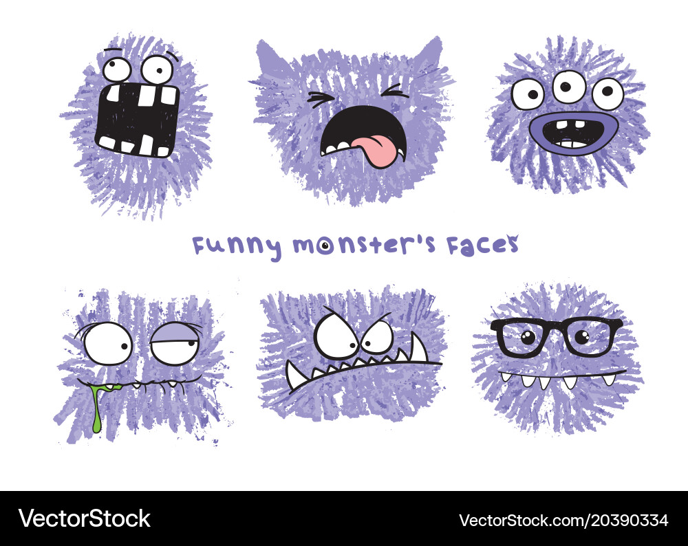 Set of six funny crazy monsters Royalty Free Vector Image