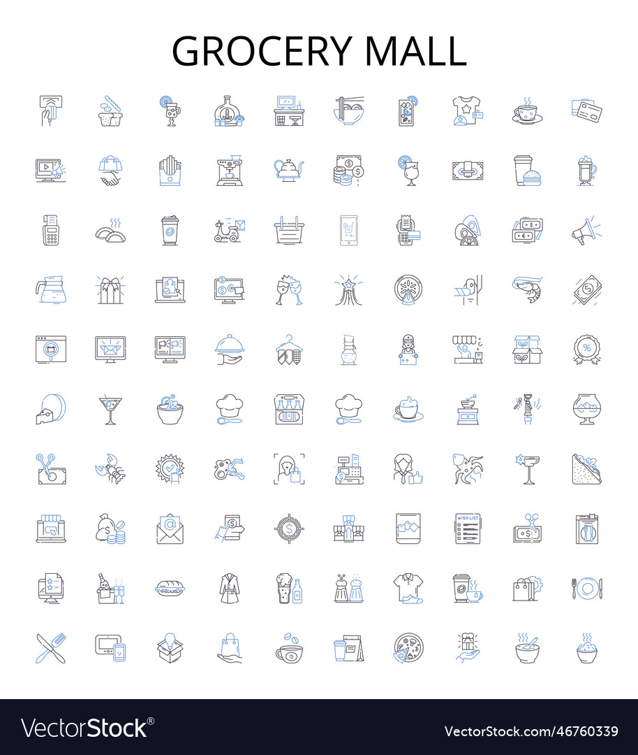 Grocery mall outline icons collection grocer Vector Image Grocery mall outline icons collection grocer Vector Image
