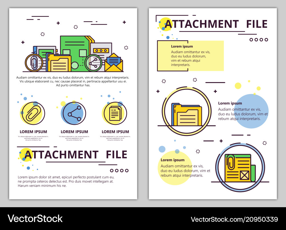Line art file attachment poster template Vector Image