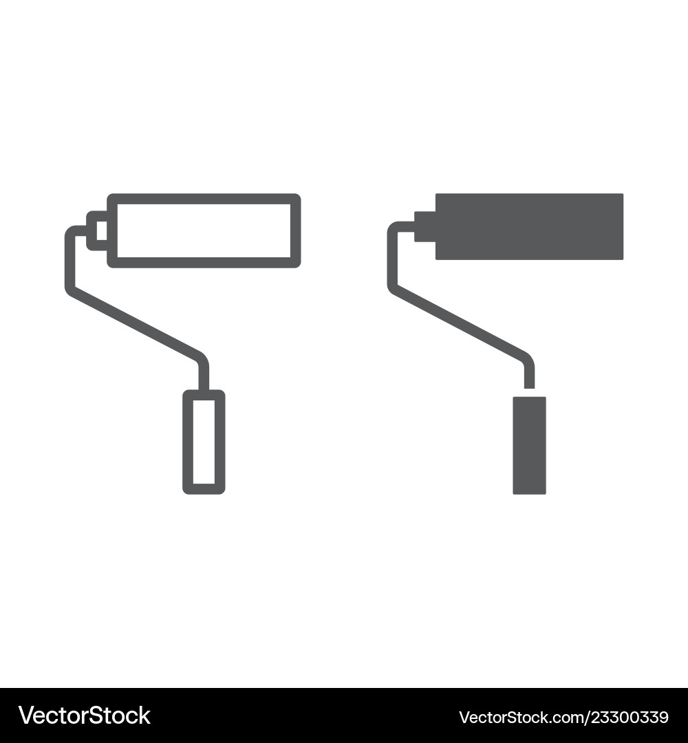 Roller line and glyph icon tools design Royalty Free Vector